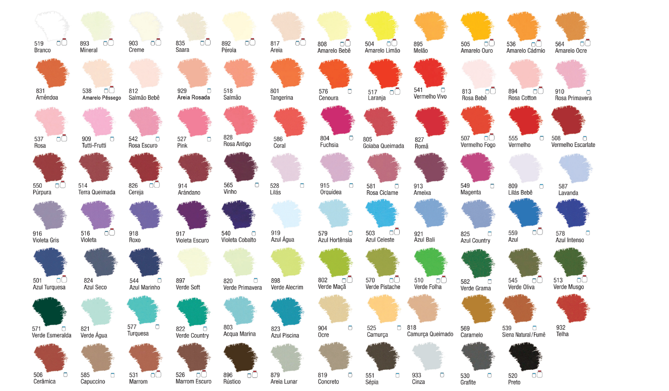 Kit com Todas as Tintas Acrílicas Acrilex Nature Colors (95 cores ...